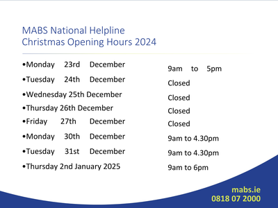 MABS Opening Hours Christmas 2024 and New Year 2025